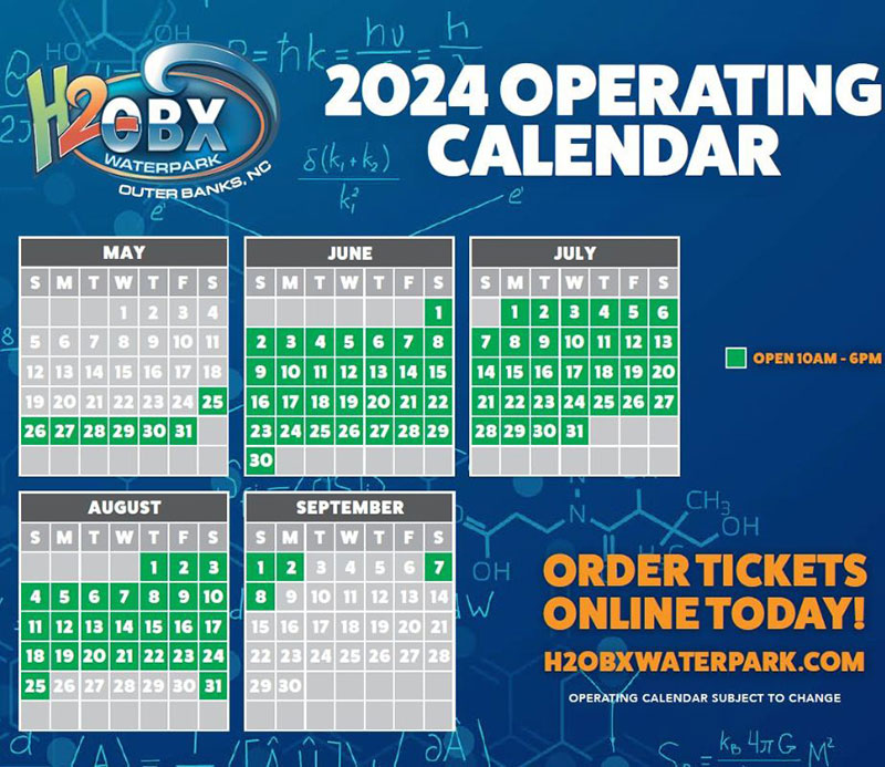 Park Hours & Calendar of Events - H2OBX Waterpark